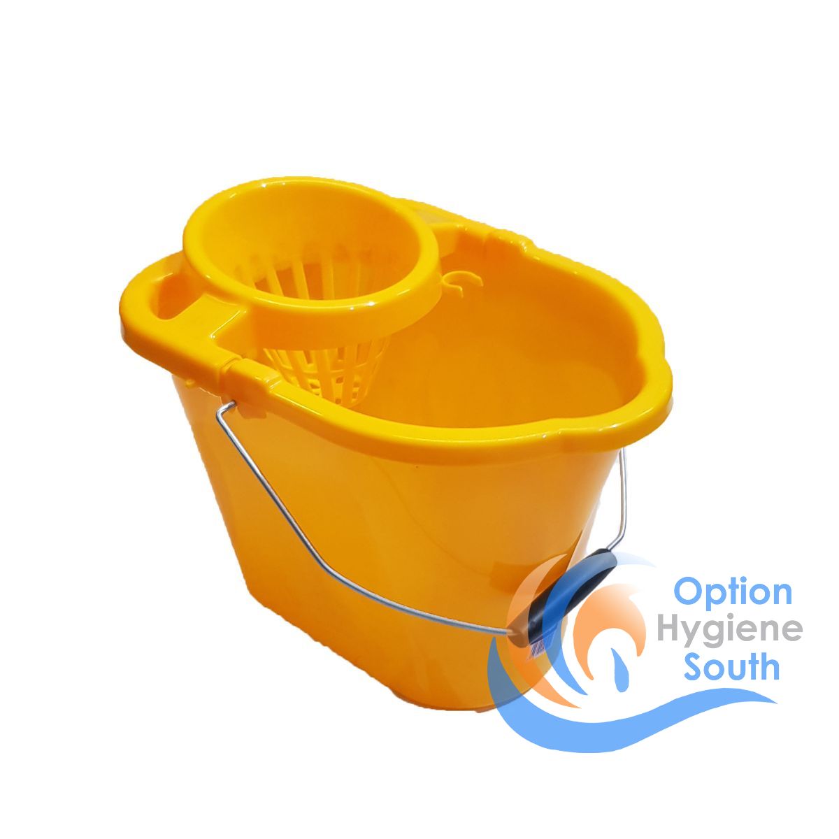 12 litre hygiene mop bucket and wringer (yellow) - Option Hygiene South Ltd